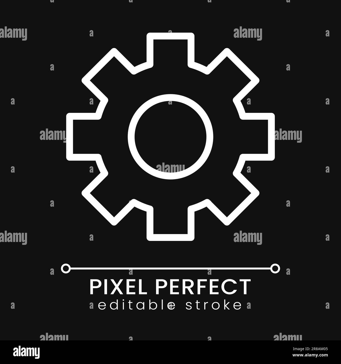 Cogwheel pixel perfect white linear icon for dark theme Stock Vector ...