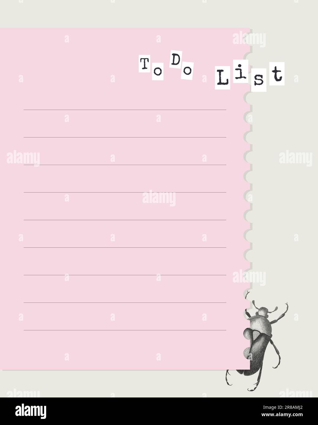 To do list vintage collage style with hand drawn stamp monochrome bugs ...