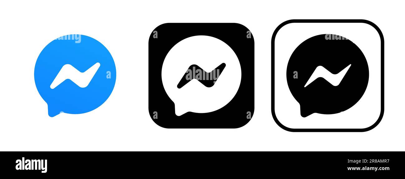 Set of vector messenger chat social network icons on transparent ...