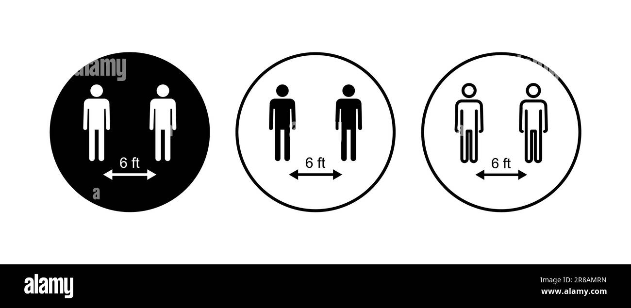 Social distance icon set. social distancing icon. self quarantine sign ...