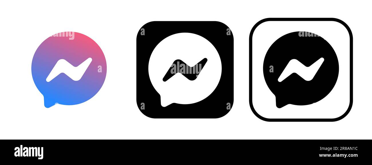 Set of vector messenger chat social network icons on transparent ...