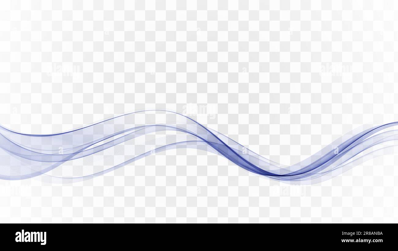 Futuristic blue vector wave flow on transparent background.Smoky wave ...