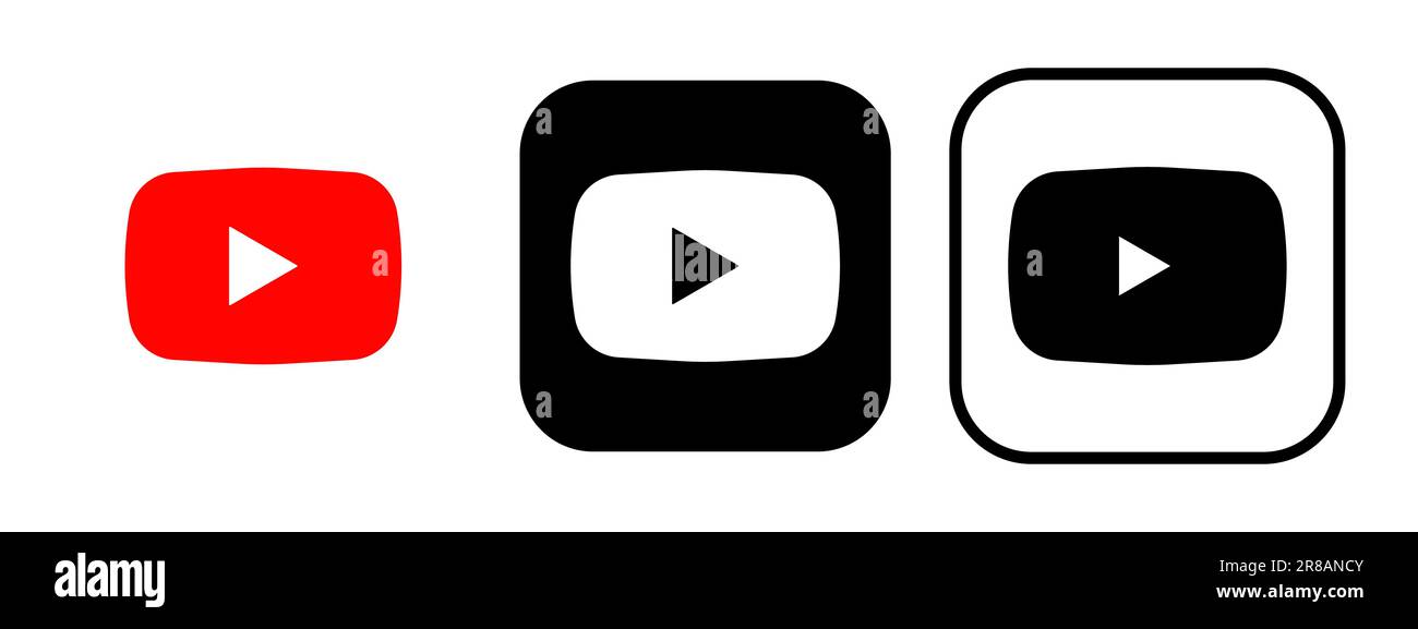 Set of vector YouTube social network icons on transparent background ...