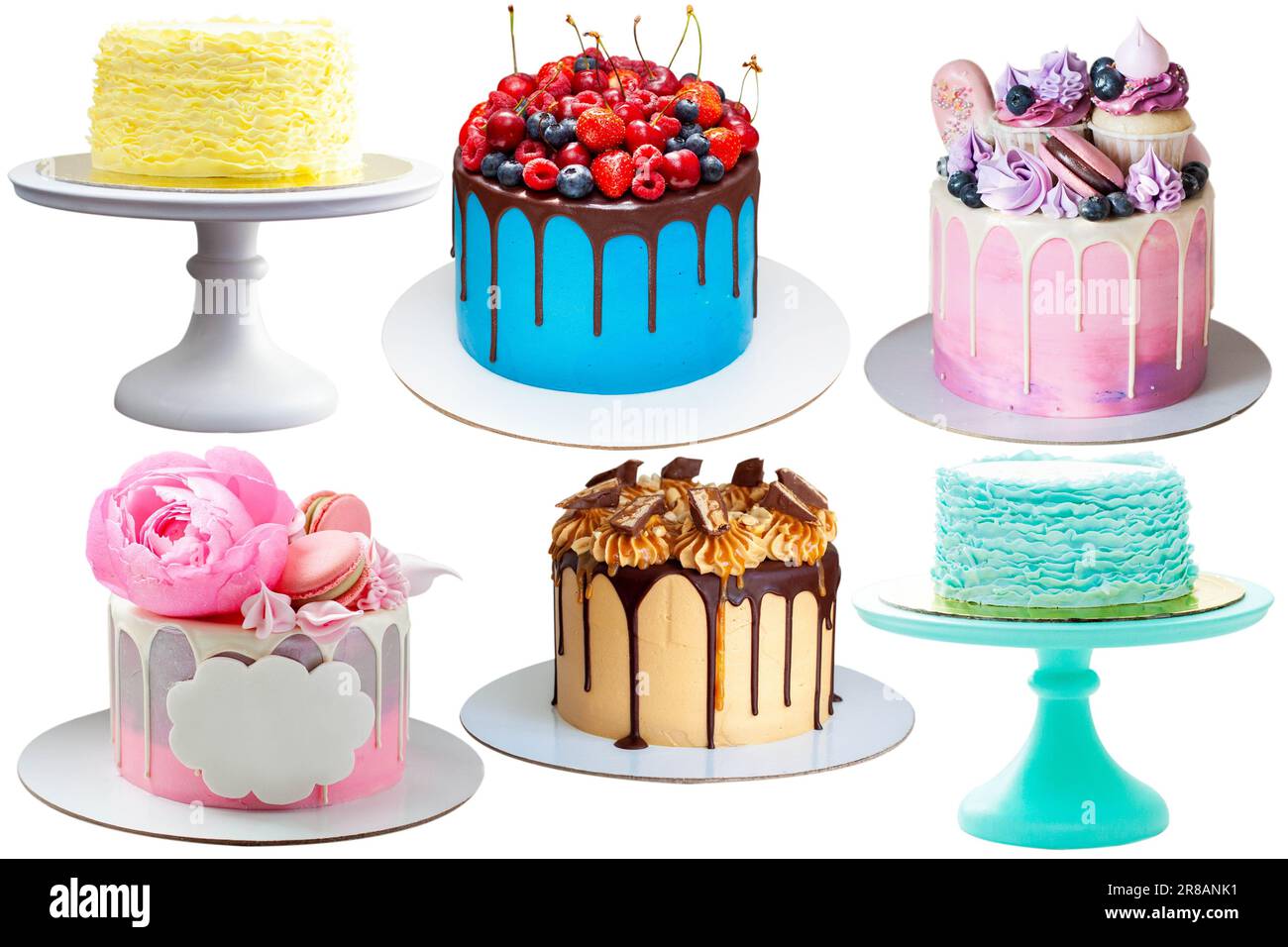 Set of bright colorful cakes isolated on white background, png. Cakes ...