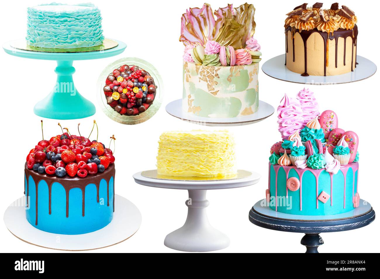 Set of bright colorful cakes isolated on white background, png. Cakes ...