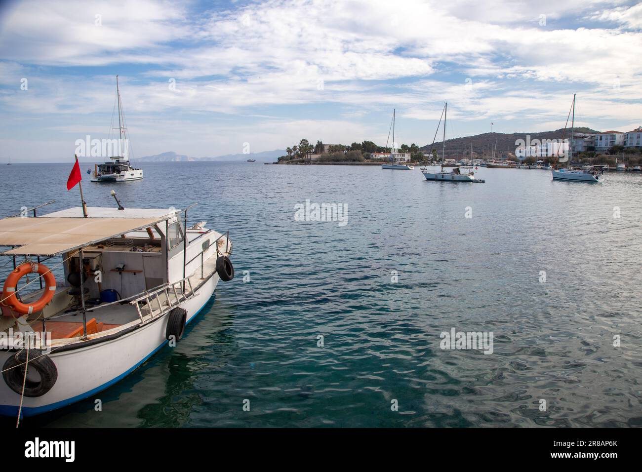 Mugla,Turkey - 10-11-2022:City landscape with fishing boats Stock Photo ...