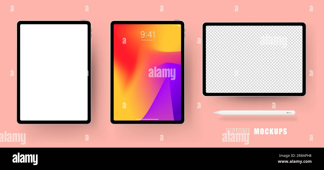 New iPad Pro gray color by Apple inc. Technology device. Mockup screen ...