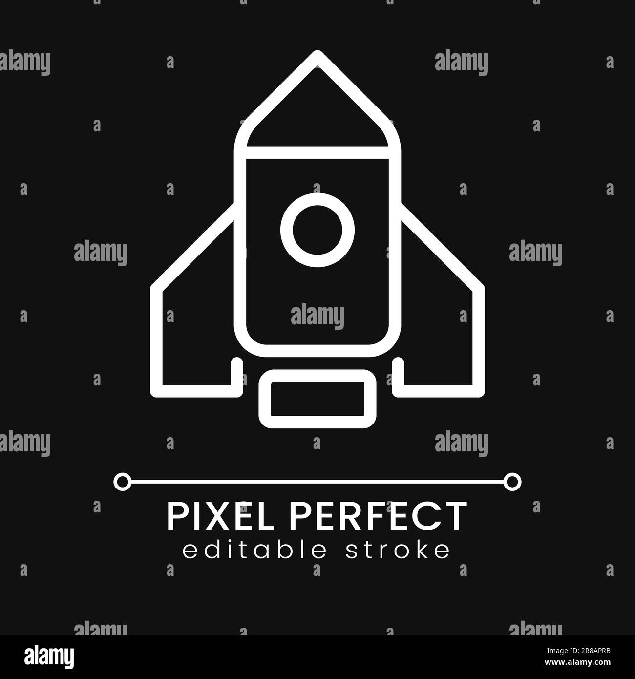 Rocket pixel perfect white linear icon for dark theme Stock Vector ...