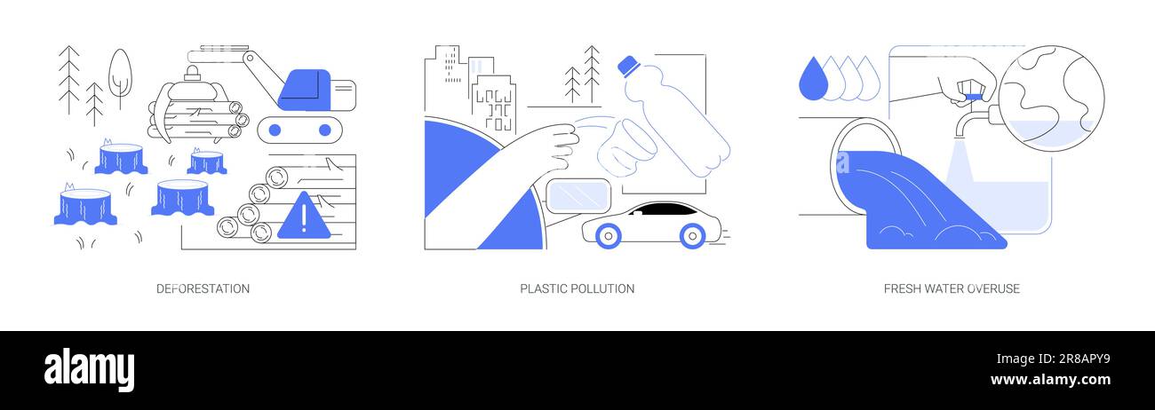 Environmental problems abstract concept vector illustrations Stock ...