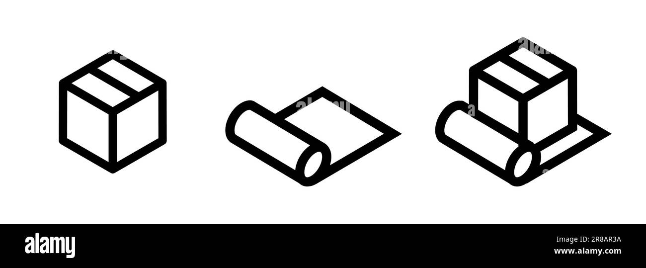 Gift decoration icons set in lineart and isometric style for print and ...