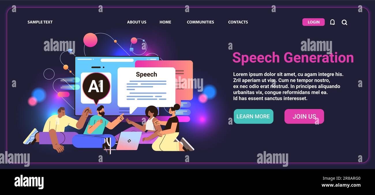 mix race people chatting in computer app with ai helper bot social ...