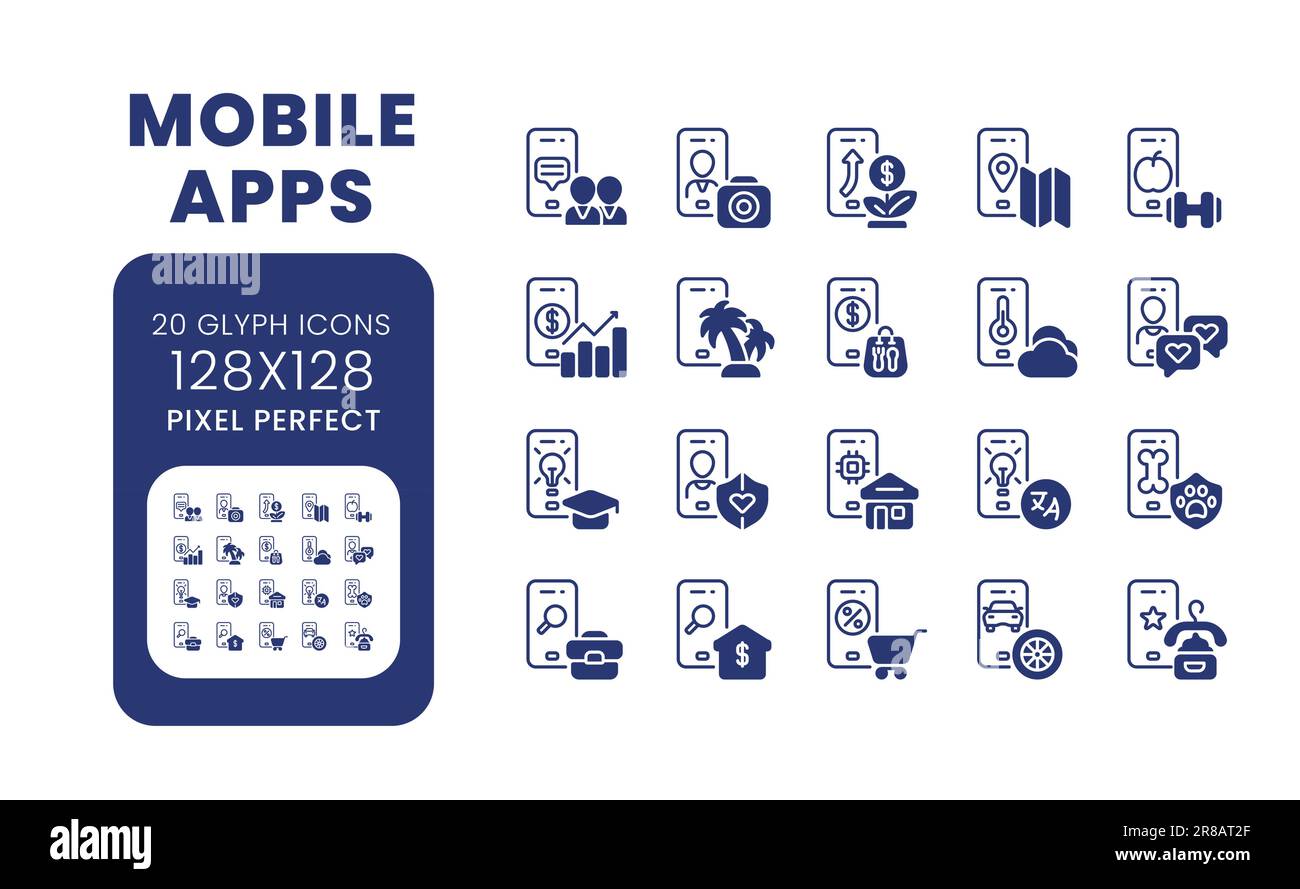 Mobile apps black solid desktop icons pack Stock Vector Image & Art - Alamy