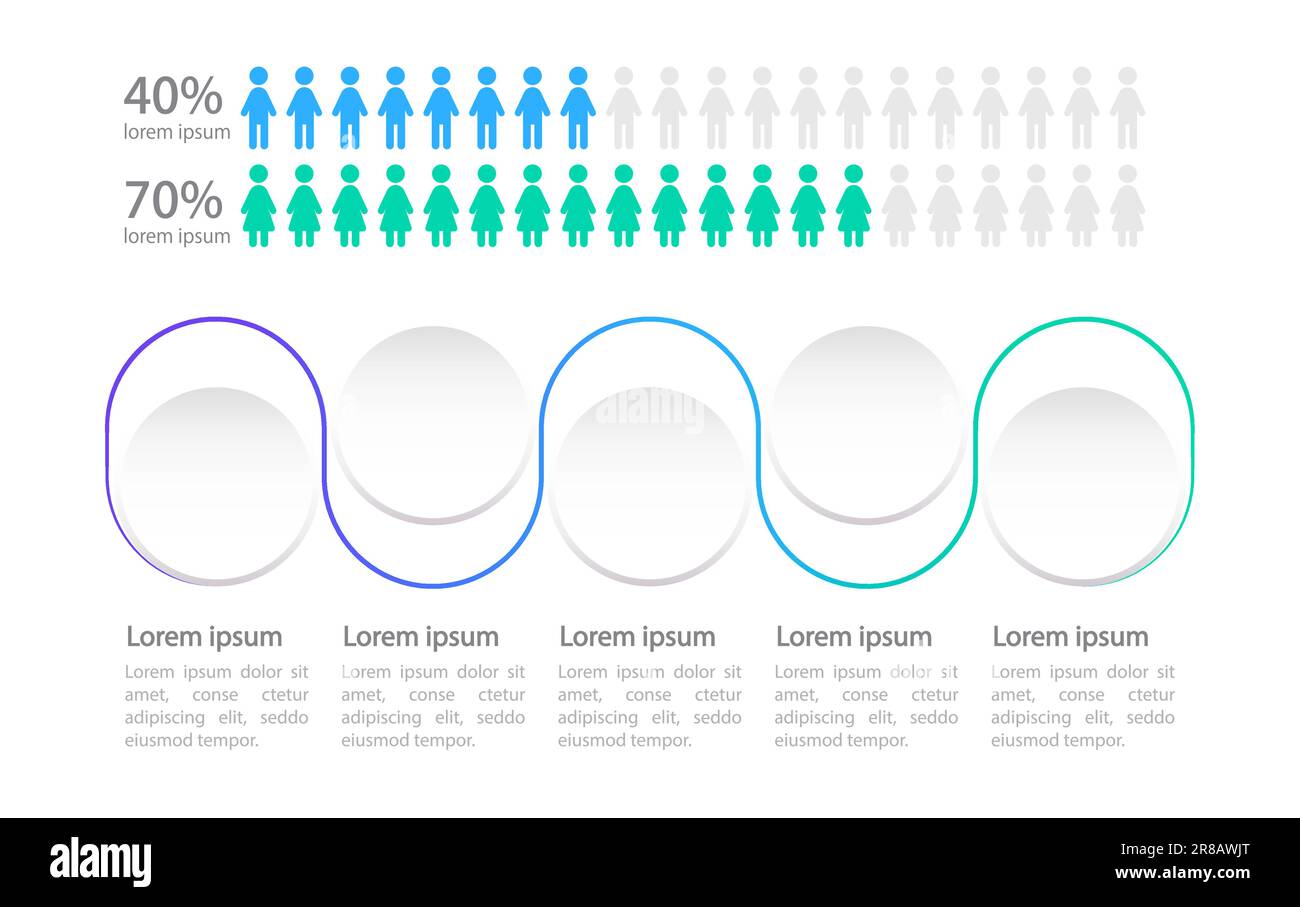 Gender differences percentages infographic chart design template set ...