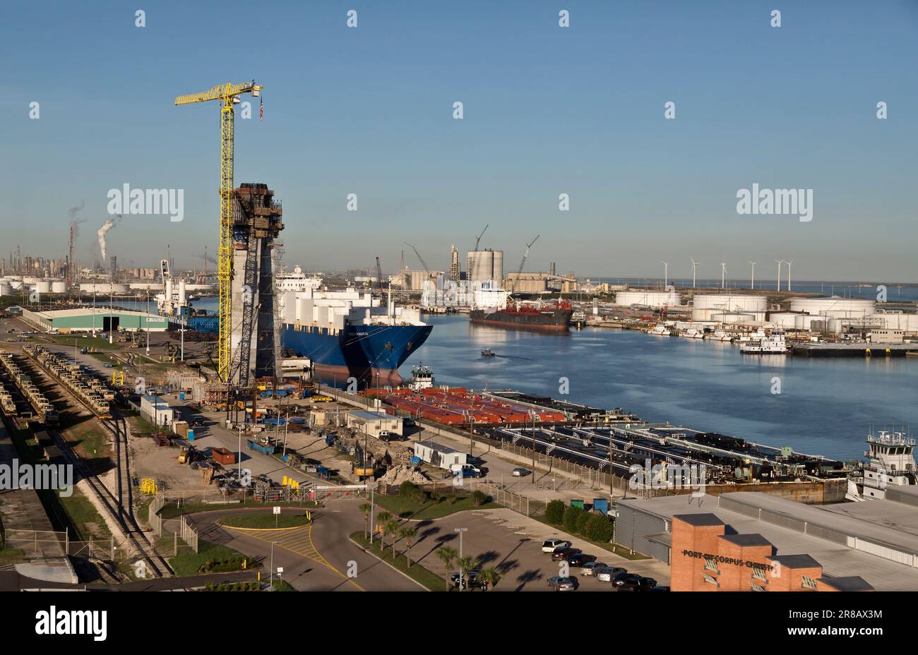 Overlooking Port Of Corpus Christi, shipping vessels, tanker, tugboats ...