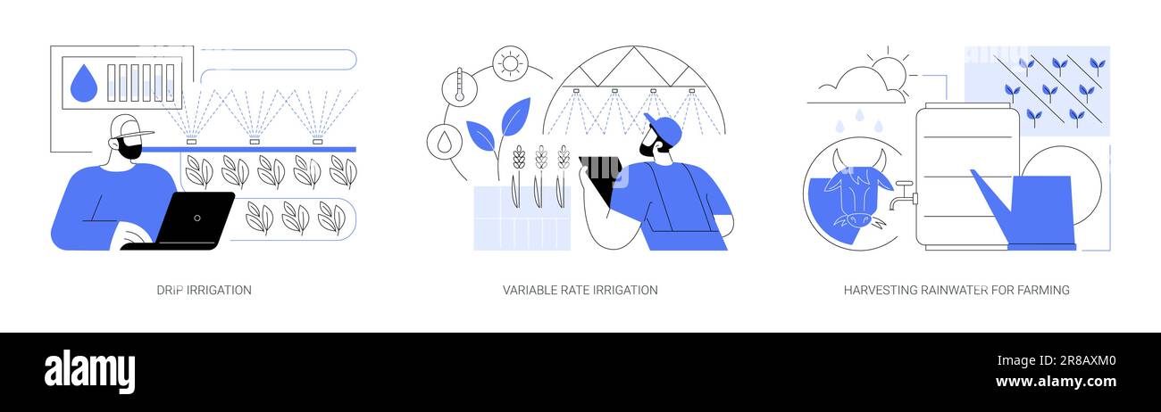 Precision irrigation abstract concept vector illustrations Stock Vector ...