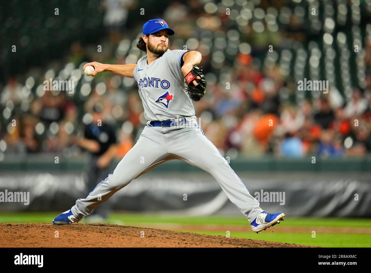 Toronto Blue Jays relief pitcher Thomas Hatch throws a pitch to the ...