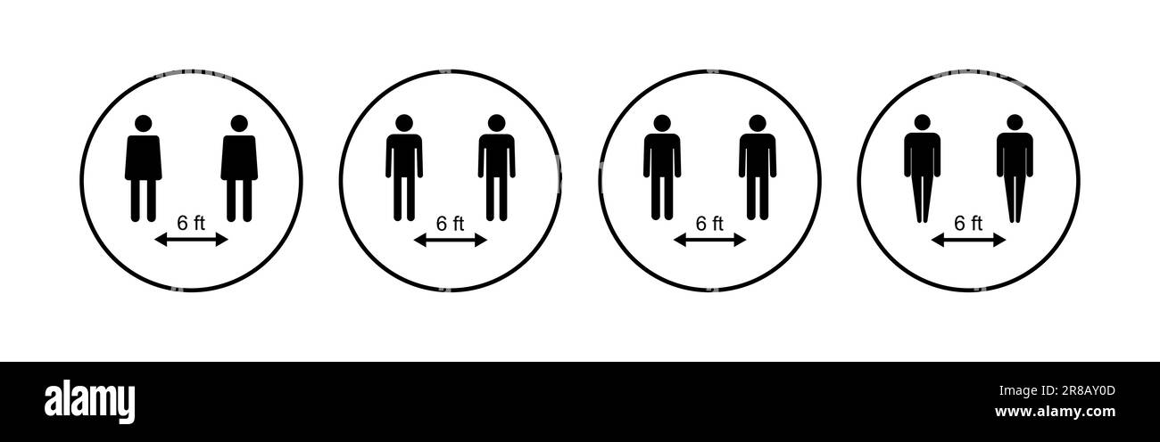 Social distance icon set. social distancing icon. self quarantine sign ...