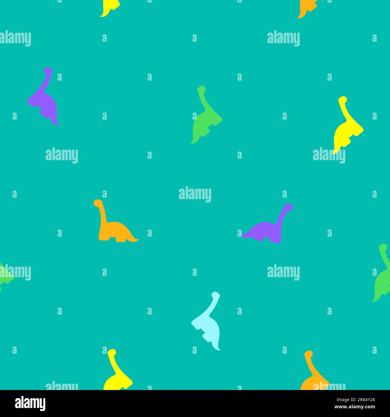 Cute multicolored dinosaur seamless pattern.prehistoric illustration ...