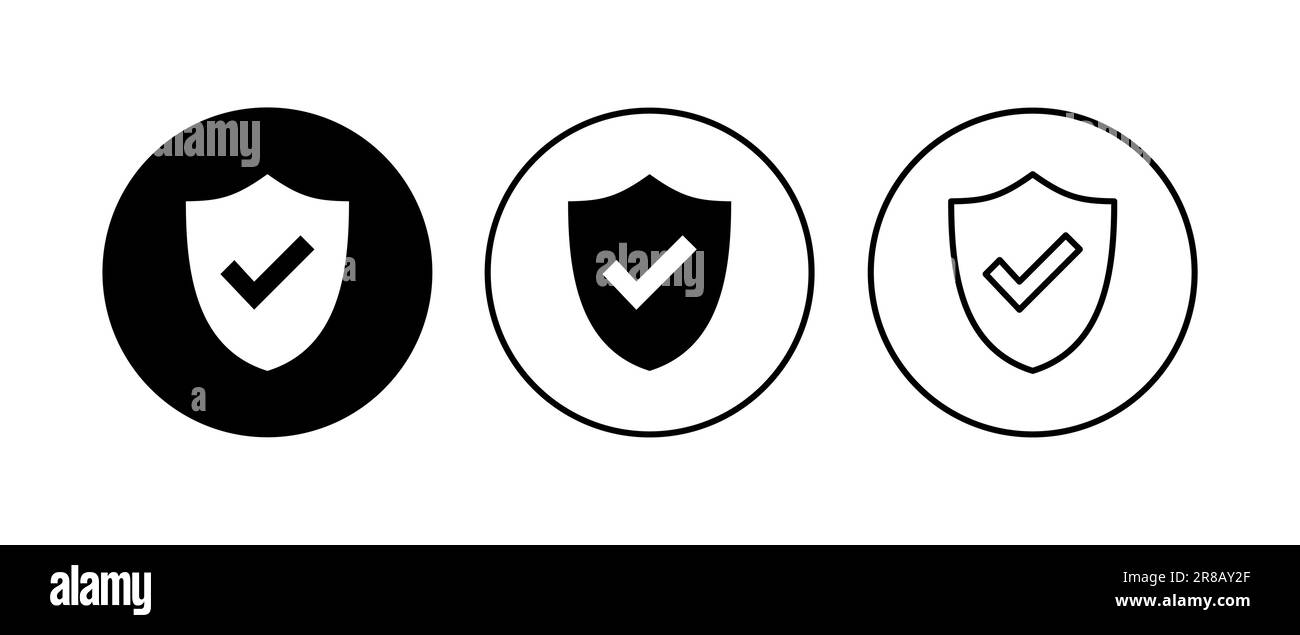 Shield check mark icon set. Protection approve sign. Safe icon vector ...