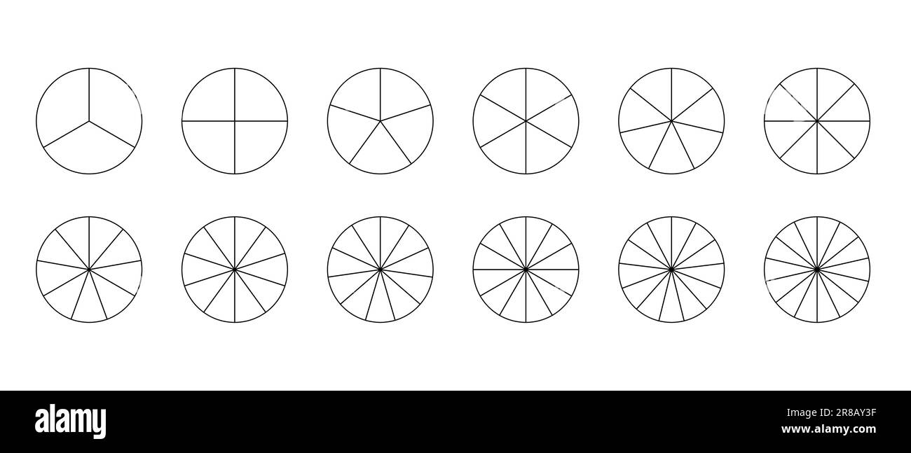 A set of circles with divisions in the style of line art for print and ...