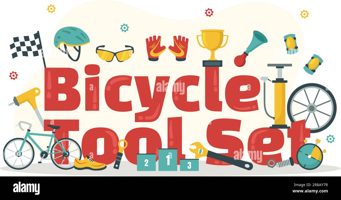 Cycling and Bicycle Tool Set Vector Illustration of a Mechanic ...