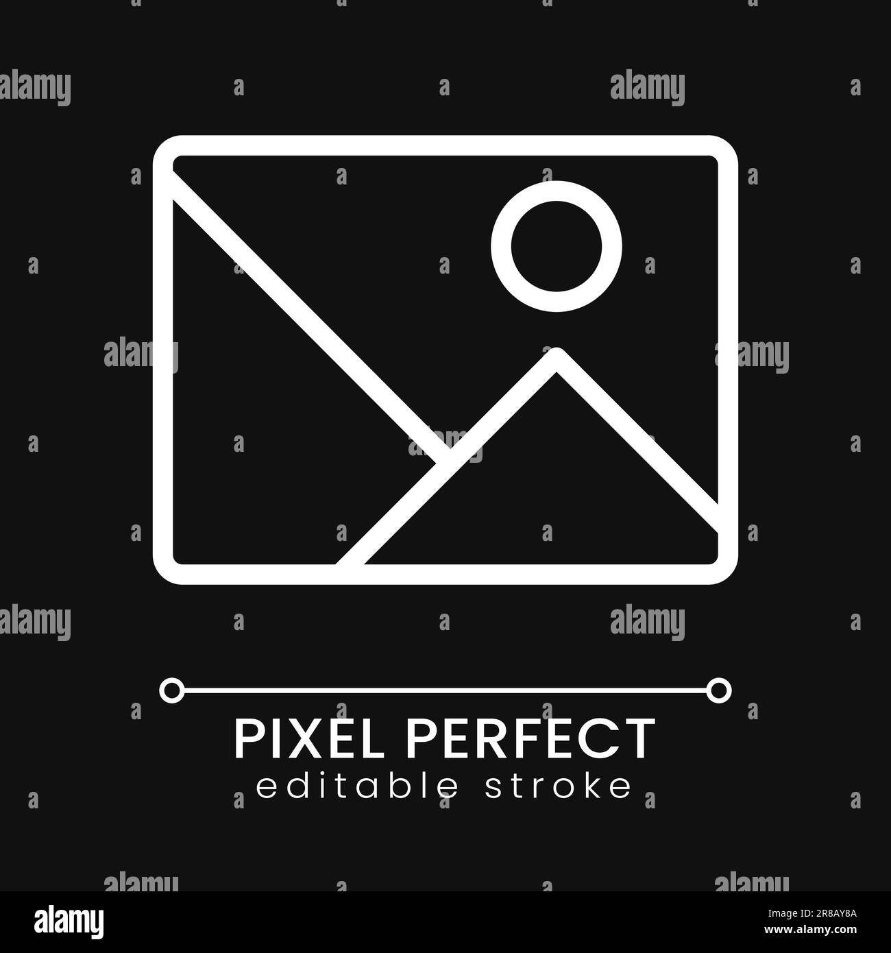 Gallery button pixel perfect white linear icon for dark theme Stock ...
