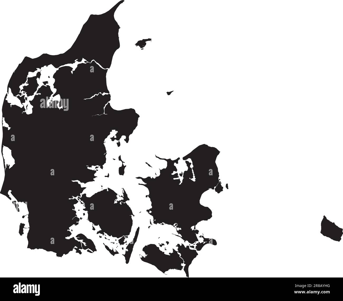BLACK CMYK color map of DENMARK Stock Vector Image & Art - Alamy
