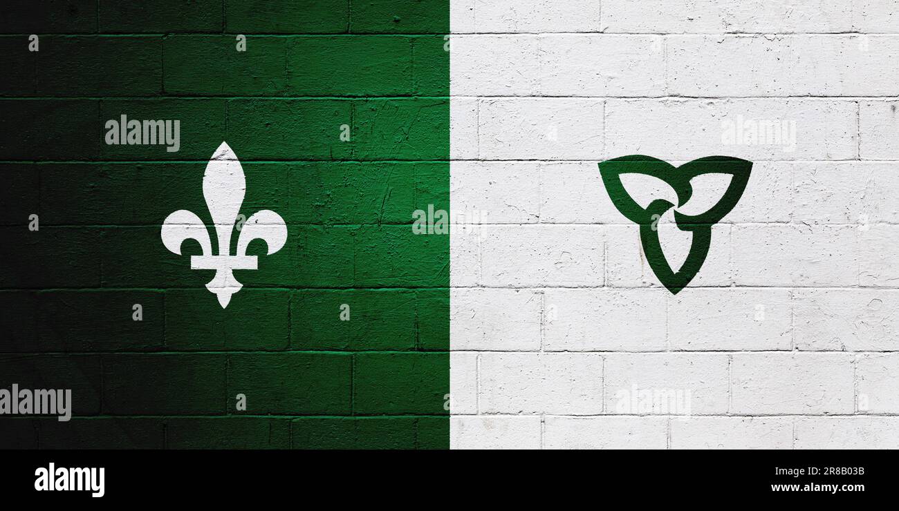 Flag of the French Ontarian painted on a cinder block wall Stock Photo ...