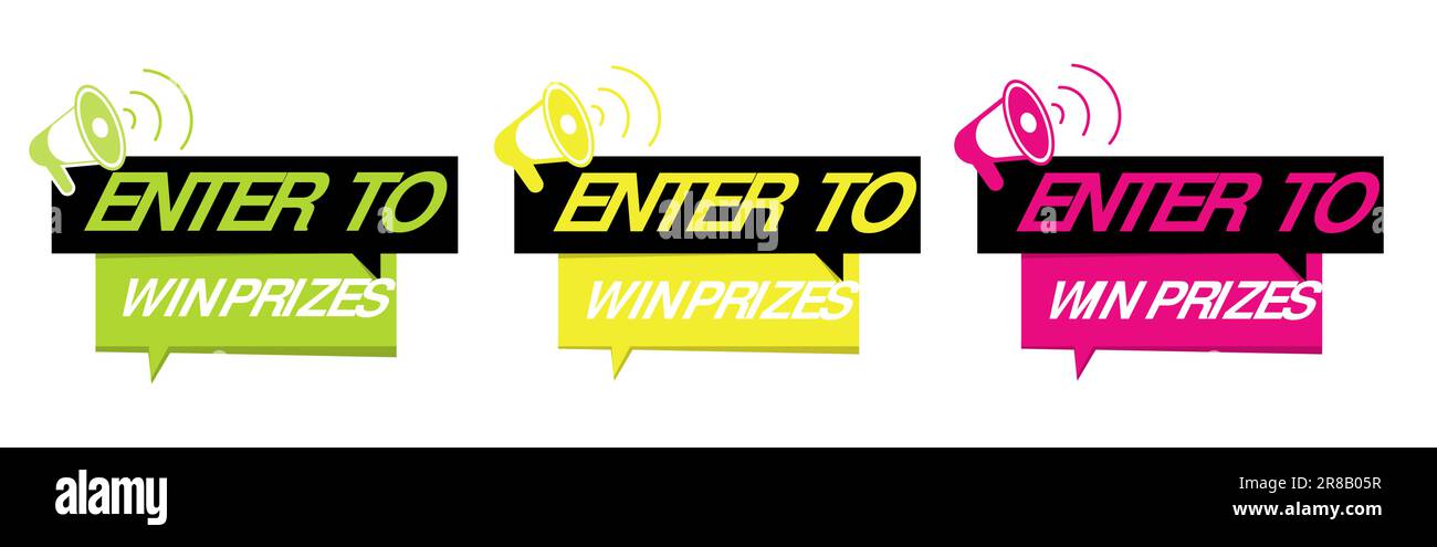 Enter to win prizes. Set of three new posters. Clipart for design Stock ...
