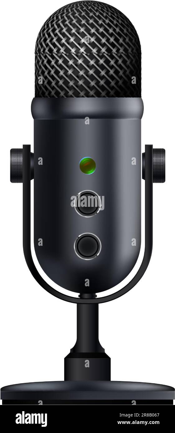 3d realistic vector icon. Modern sound black microphone. Isolated Stock ...