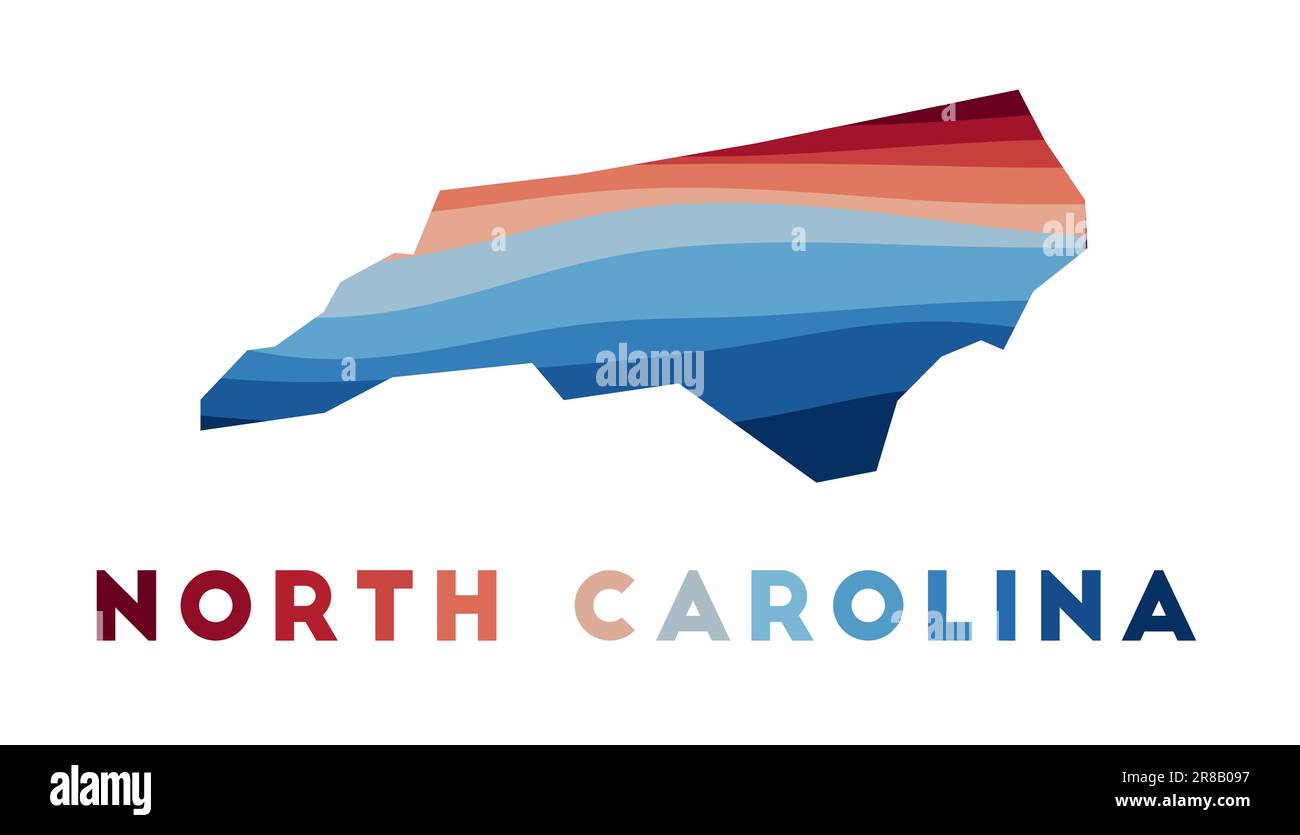 North Carolina map. Map of the US state with beautiful geometric waves ...