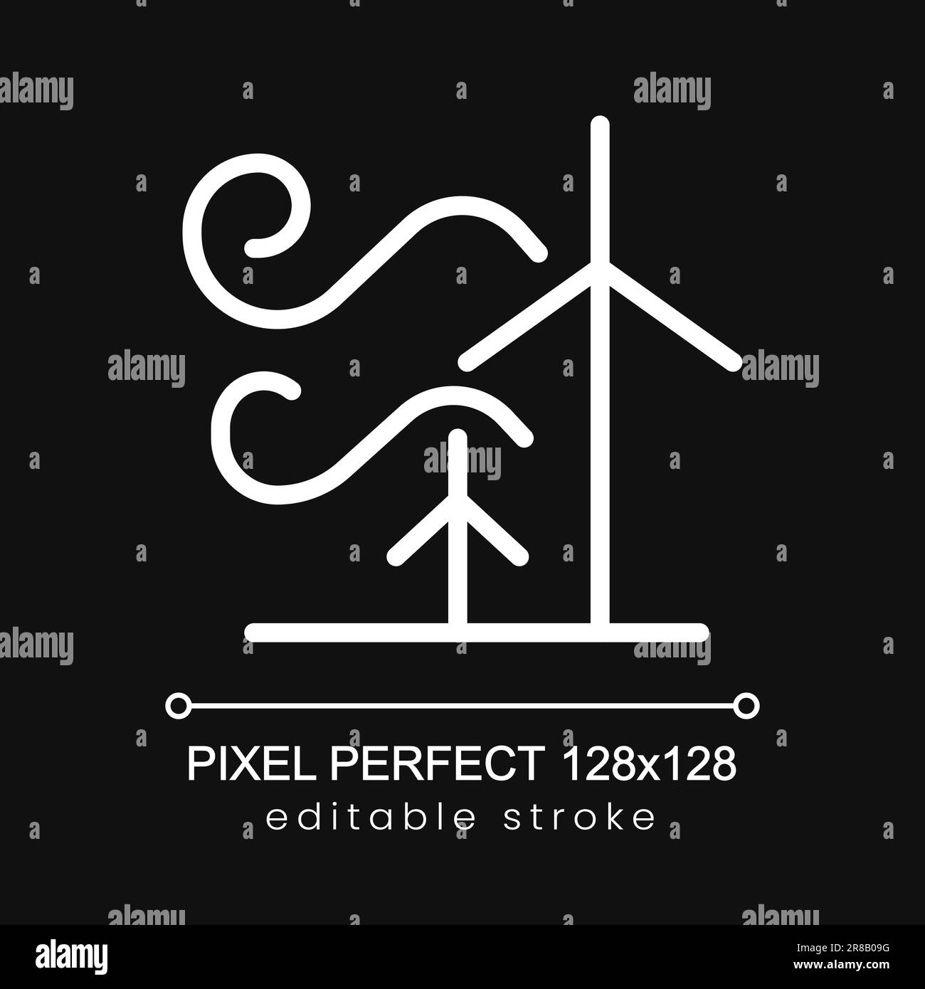 Wind energy pixel perfect white linear icon for dark theme Stock Vector ...