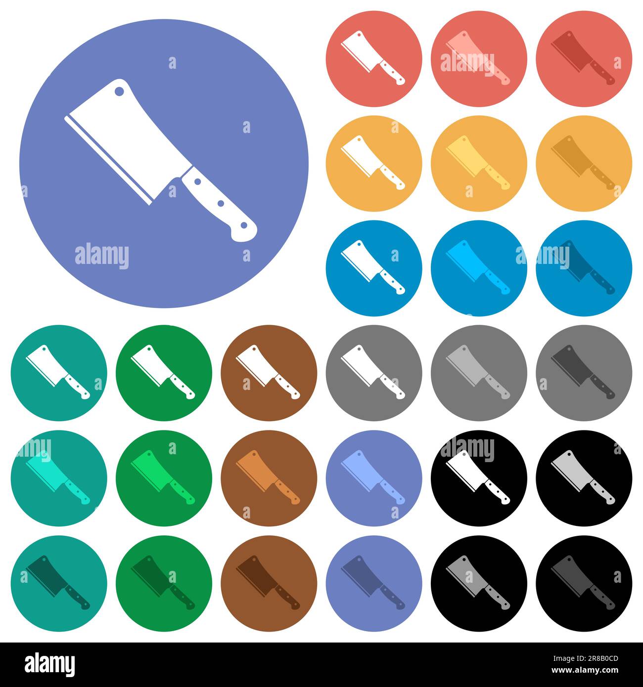 Meat cleaver knife multi colored flat icons on round backgrounds ...