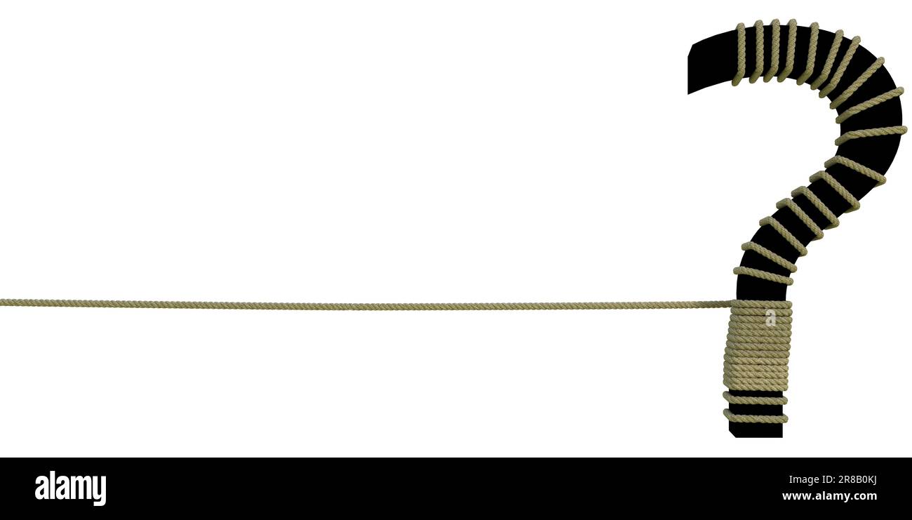 Isolated 3d rendering of a rope with question mark Stock Photo - Alamy