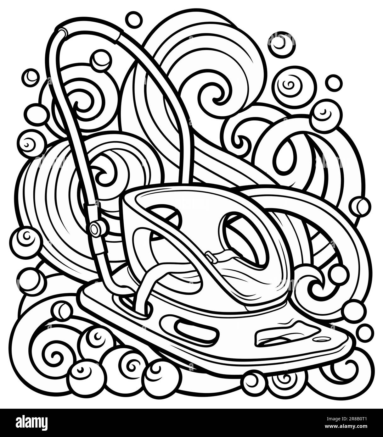 Cartoon cute doodle hand drawn sled illustration. Winter amusement ...