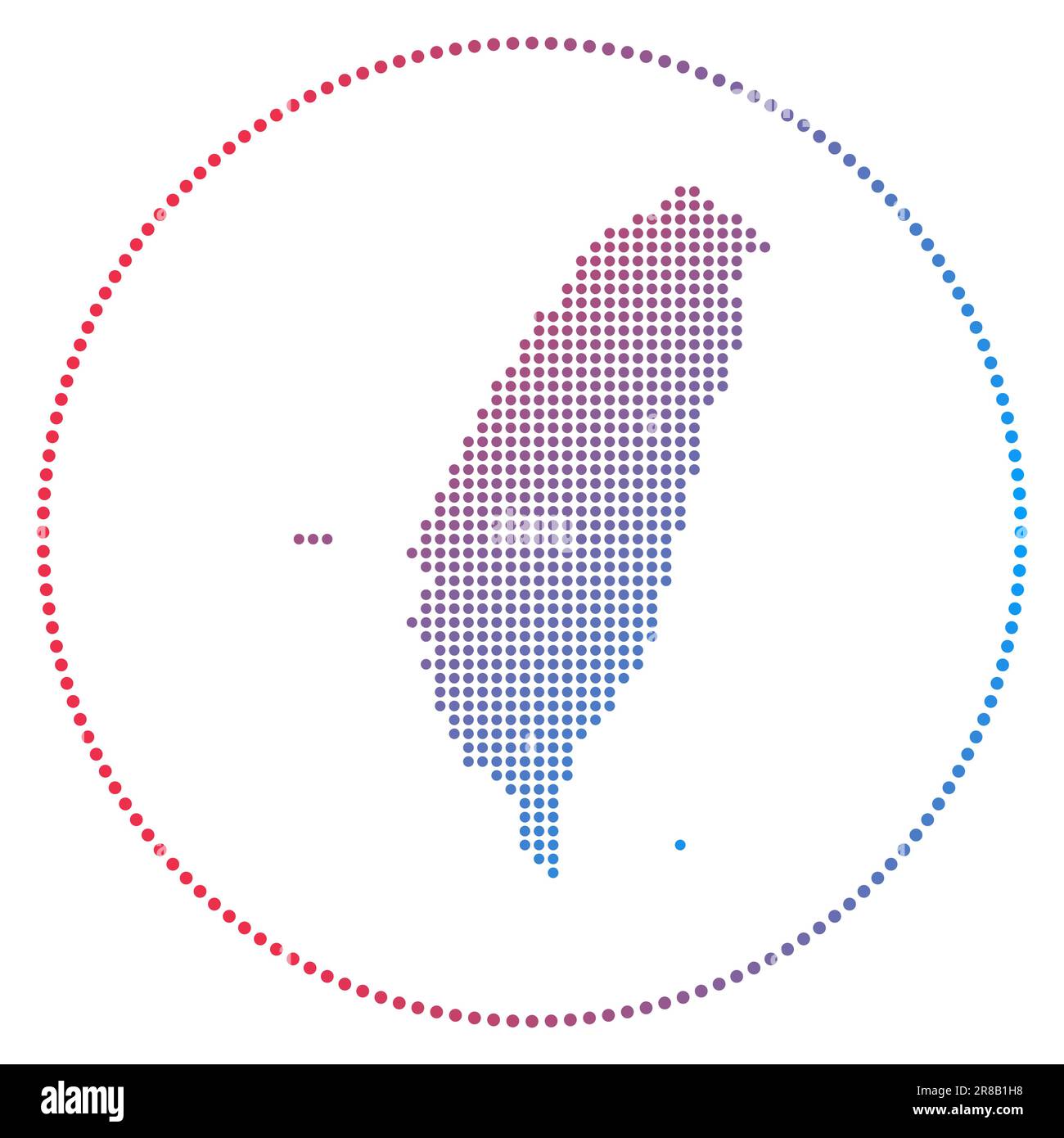 Taiwan digital badge. Dotted style map of Taiwan in circle. Tech icon ...