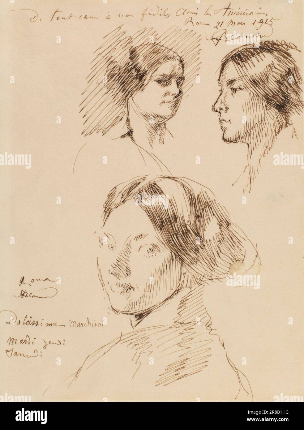 Three Portrait Heads of a Woman 1915 by Albert Besnard, French, born ...