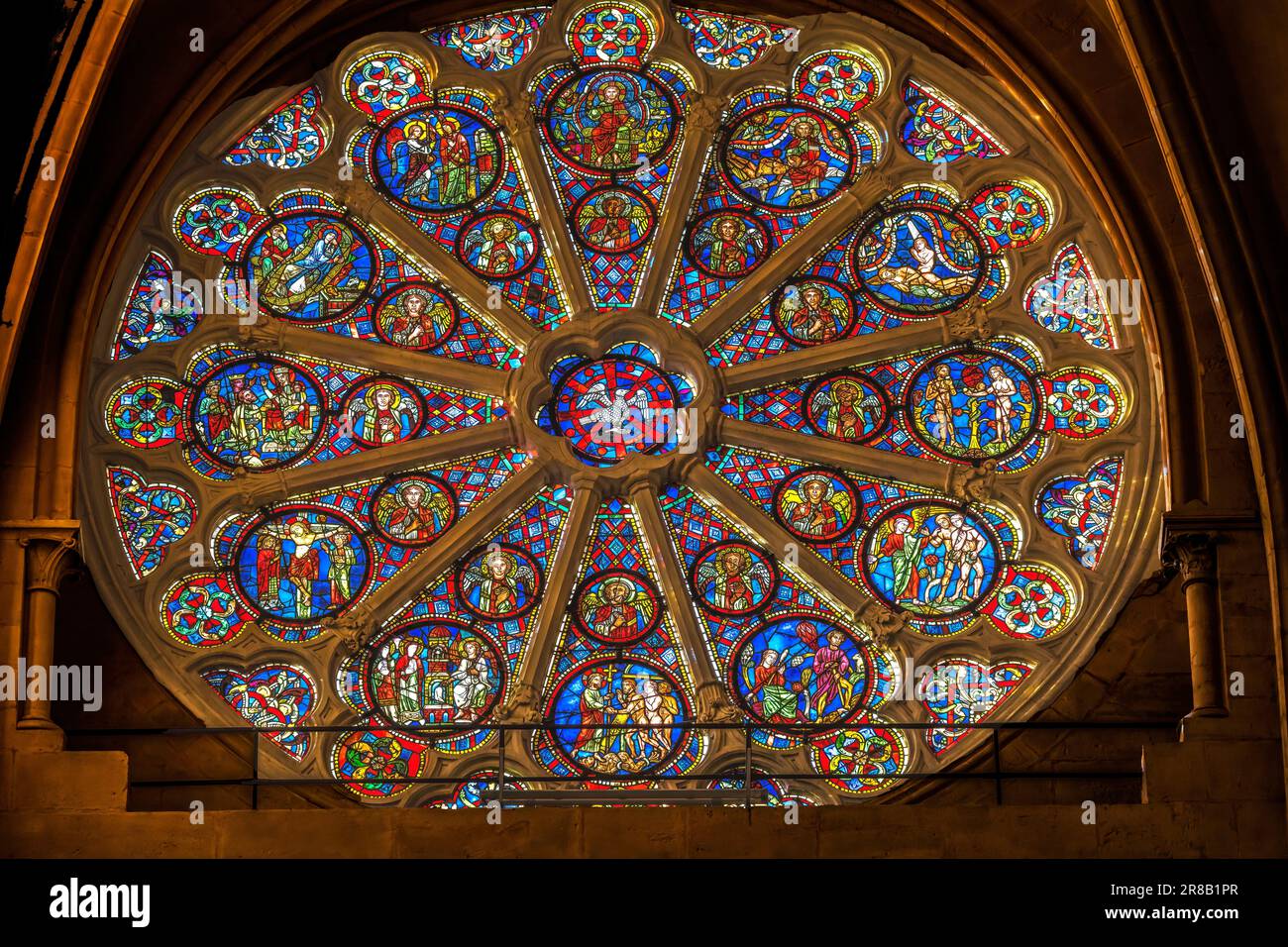 Jesus Christ Holy Spirit Biblical Stories Stained Glass Rose Window St ...