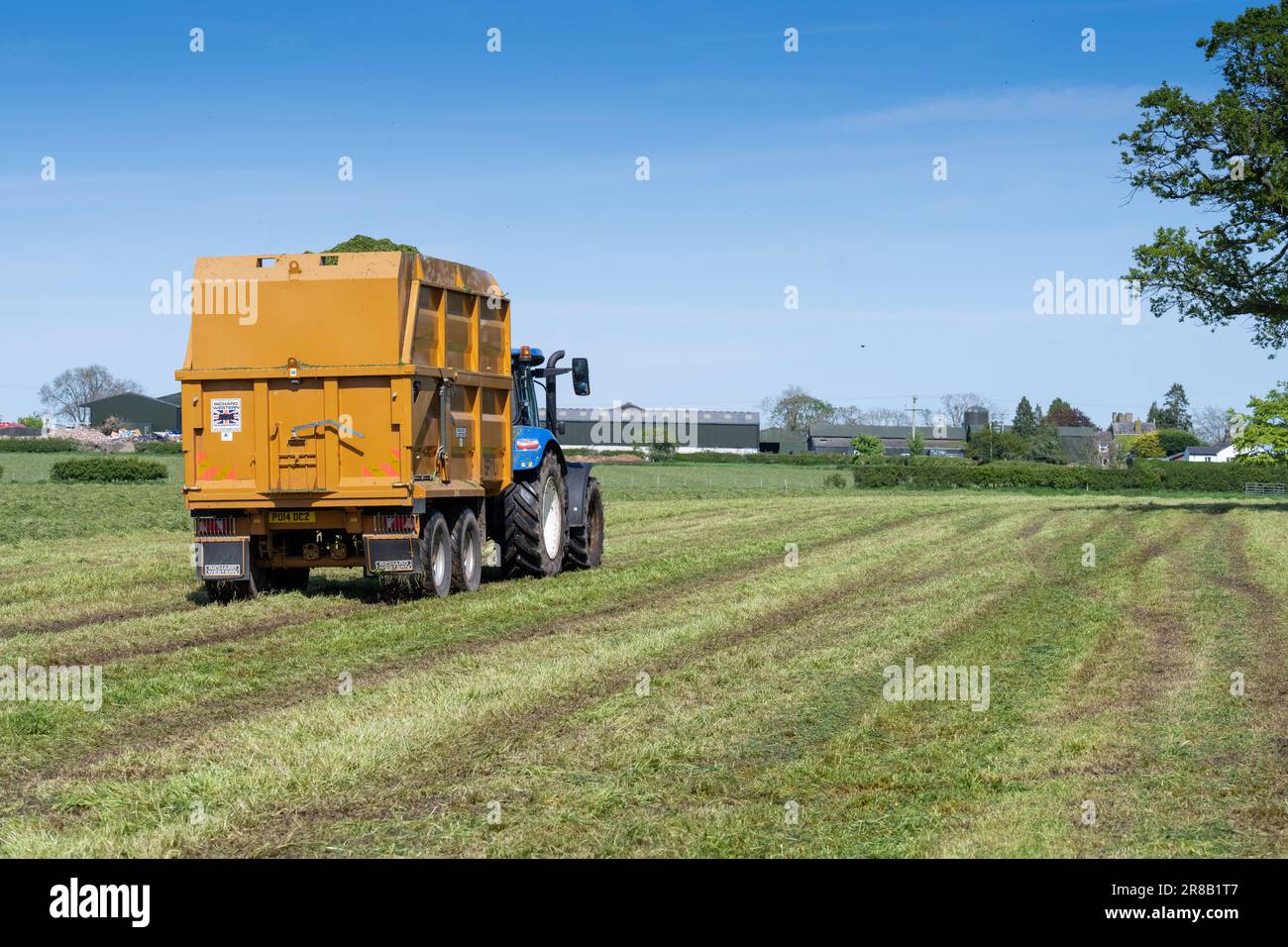 Making first cut silage on a dairy farm in early summer in the Eden ...