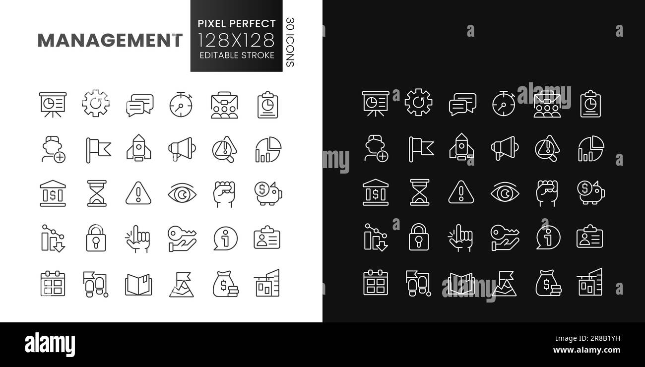 Management pixel perfect linear icons set for dark, light mode Stock Vector Image & Art - Alamy
