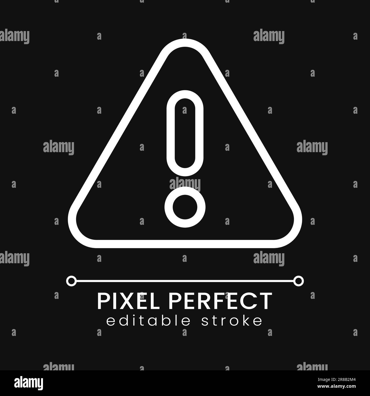 Warning pixel perfect white linear icon for dark theme Stock Vector ...