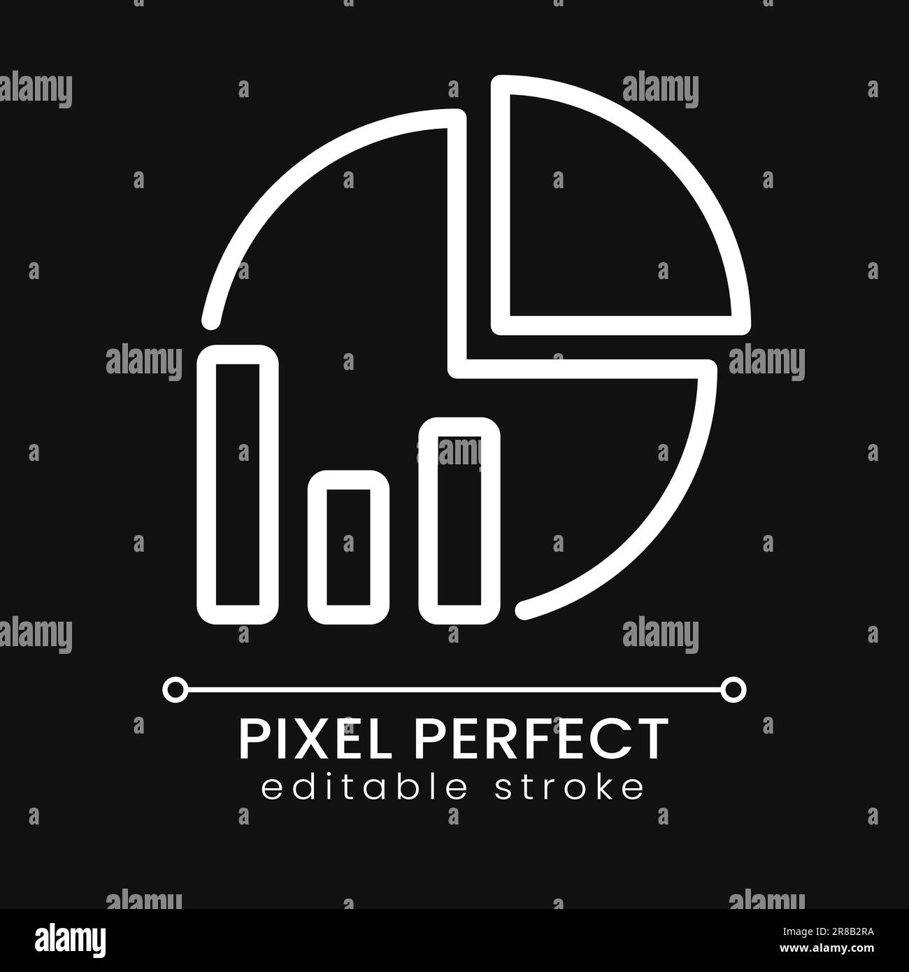 Pie chart pixel perfect white linear icon for dark theme Stock Vector ...