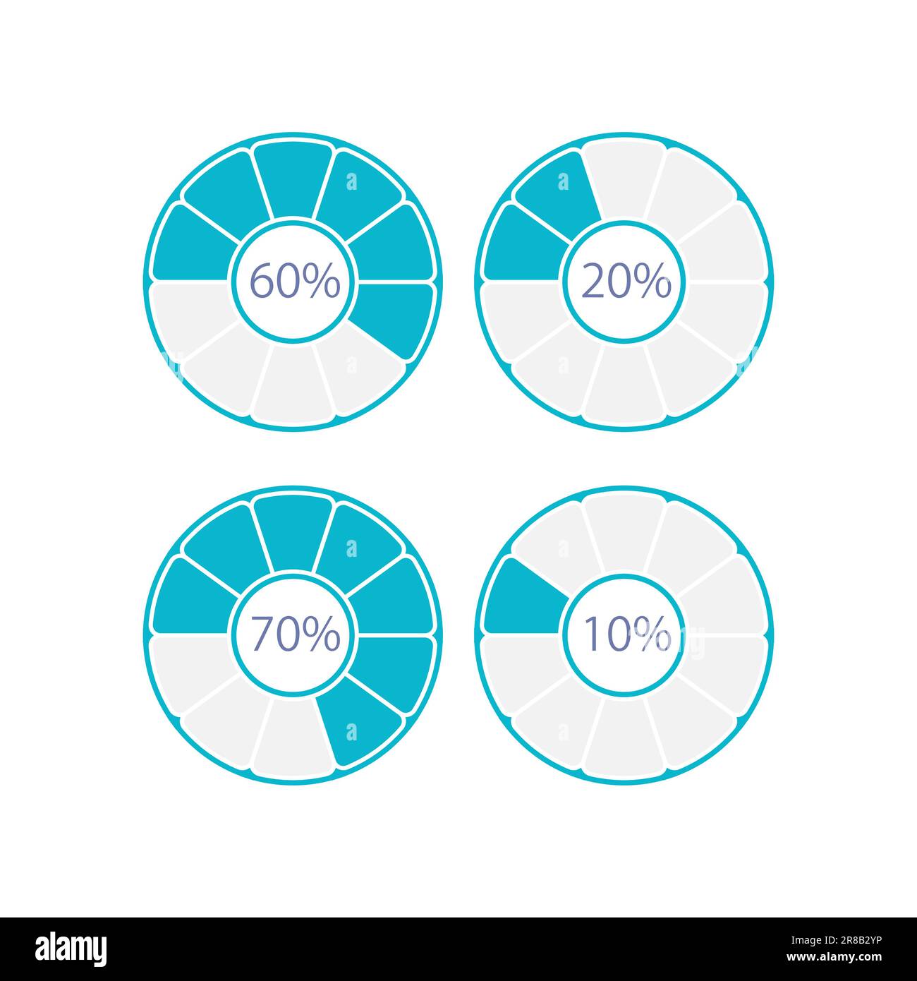 Fragmented circle percentage infographic chart design template set ...
