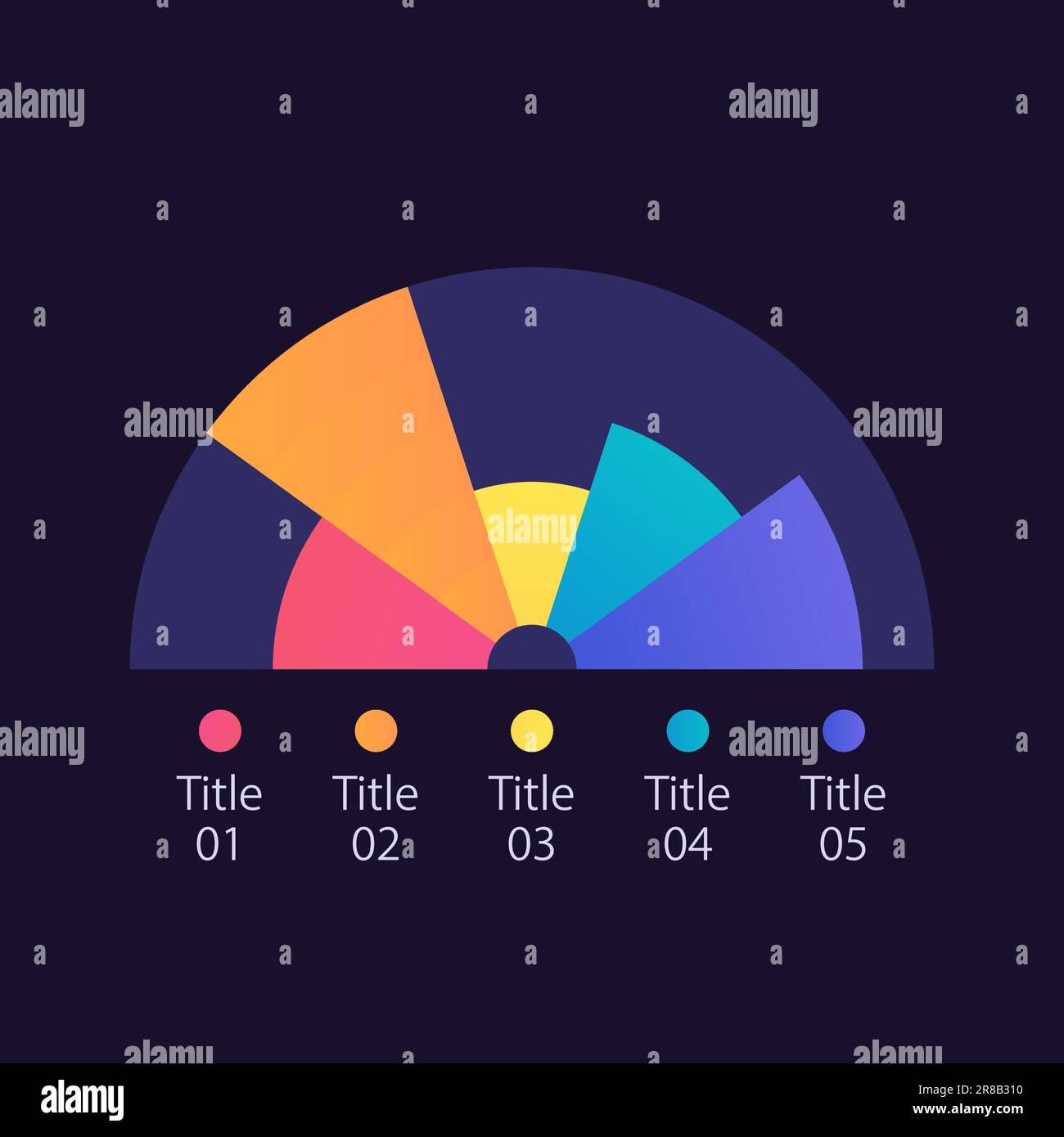 Semicircle infographic chart design template for dark theme Stock ...