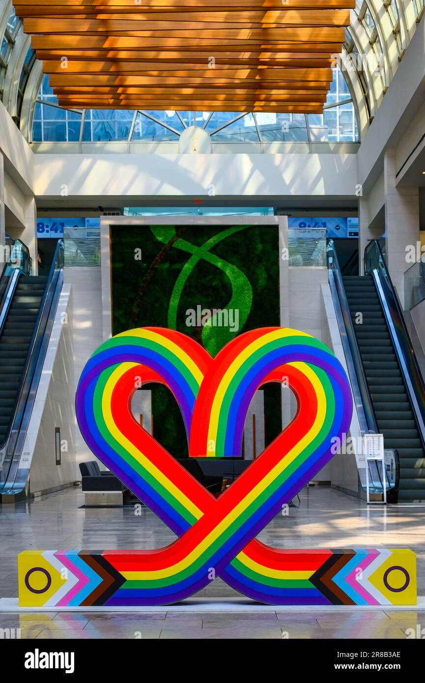 Rainbow Flag In Heart Shape. Pride Month in Toronto, Canada Stock Photo ...