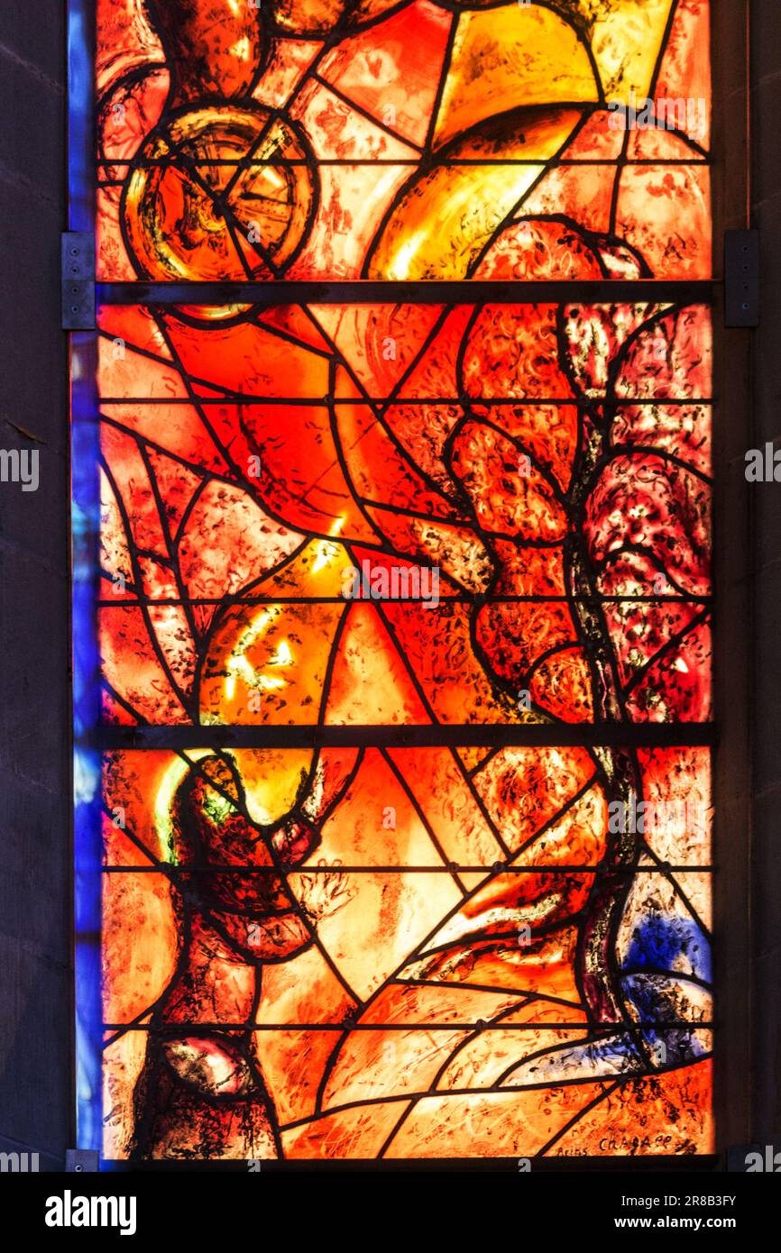 Zurich, Switzerland - April 19. 2021 : stained glass window of the ...