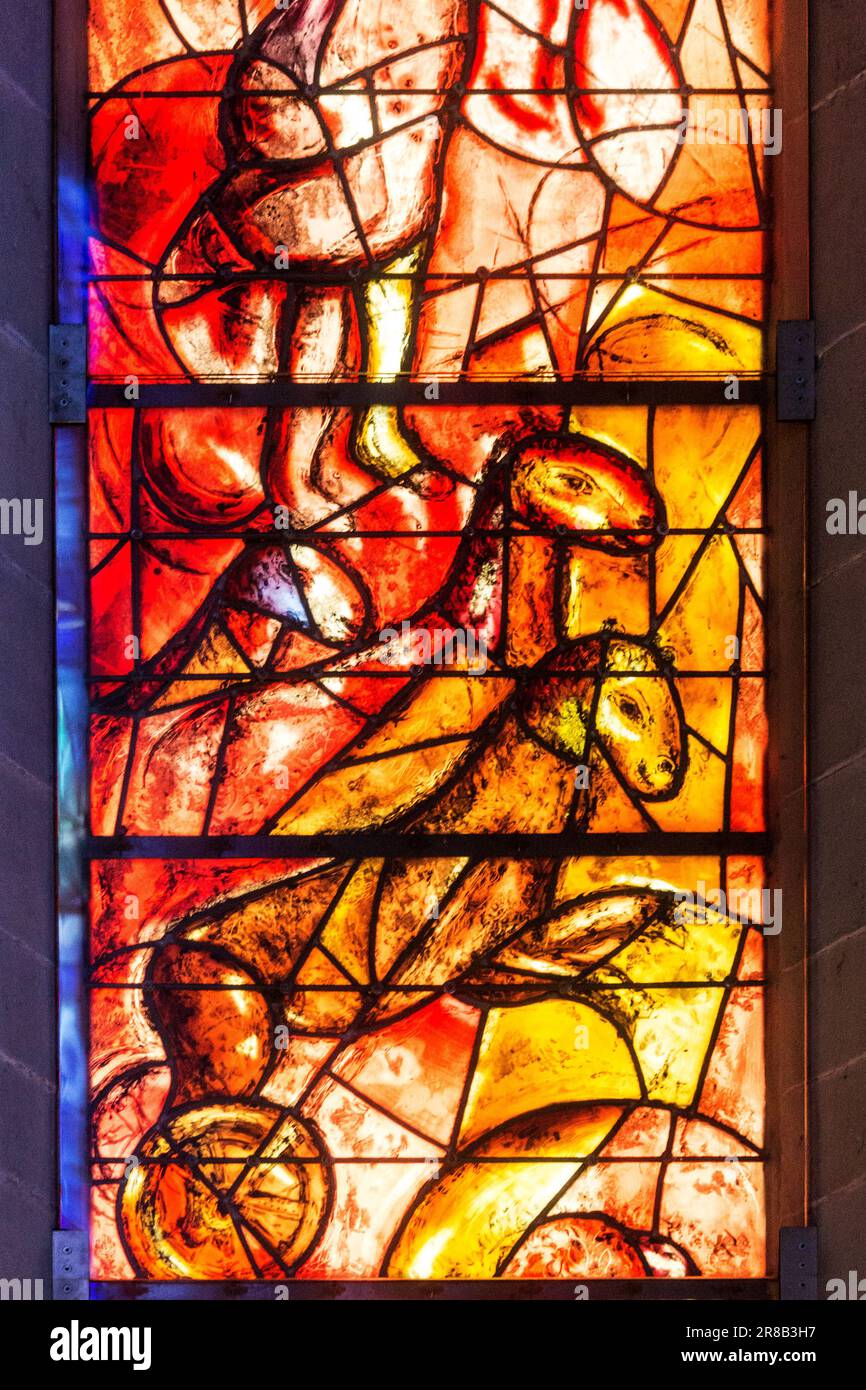 Zurich, Switzerland - April 19. 2021 : stained glass window of the ...