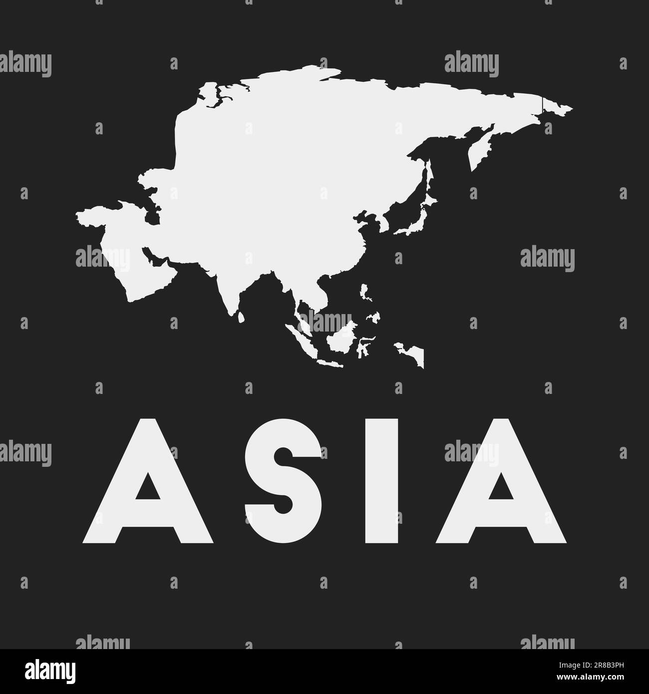 Asia icon. Continent map on dark background. Stylish Asia map with ...