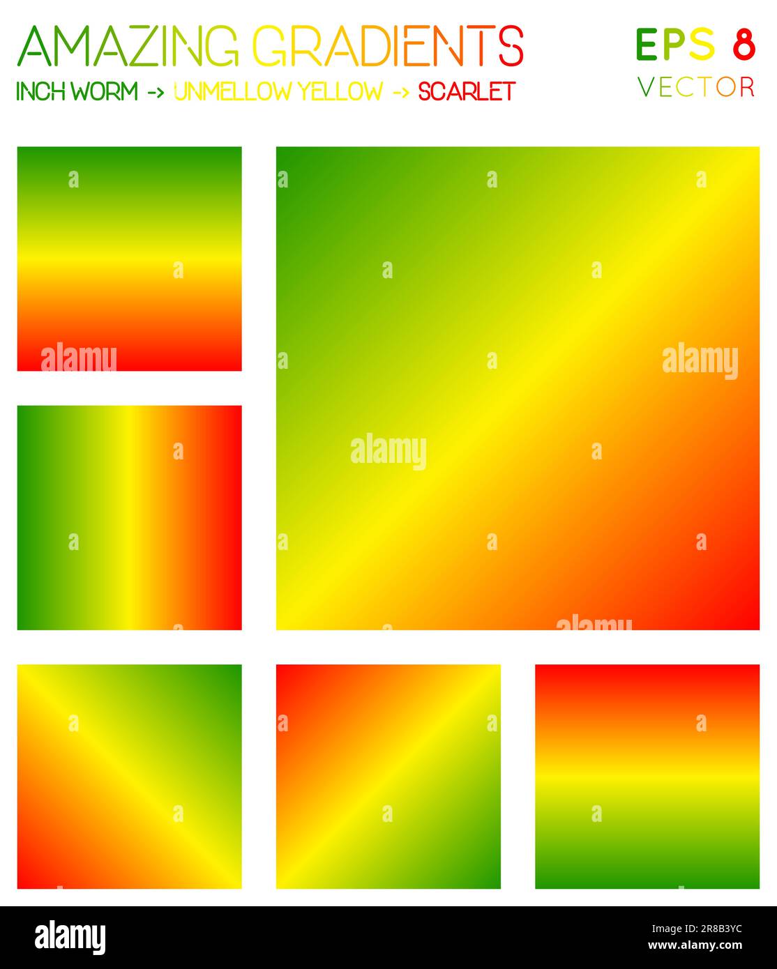 Colorful gradients in inchworm, laser lemon, and scarlet color tones ...