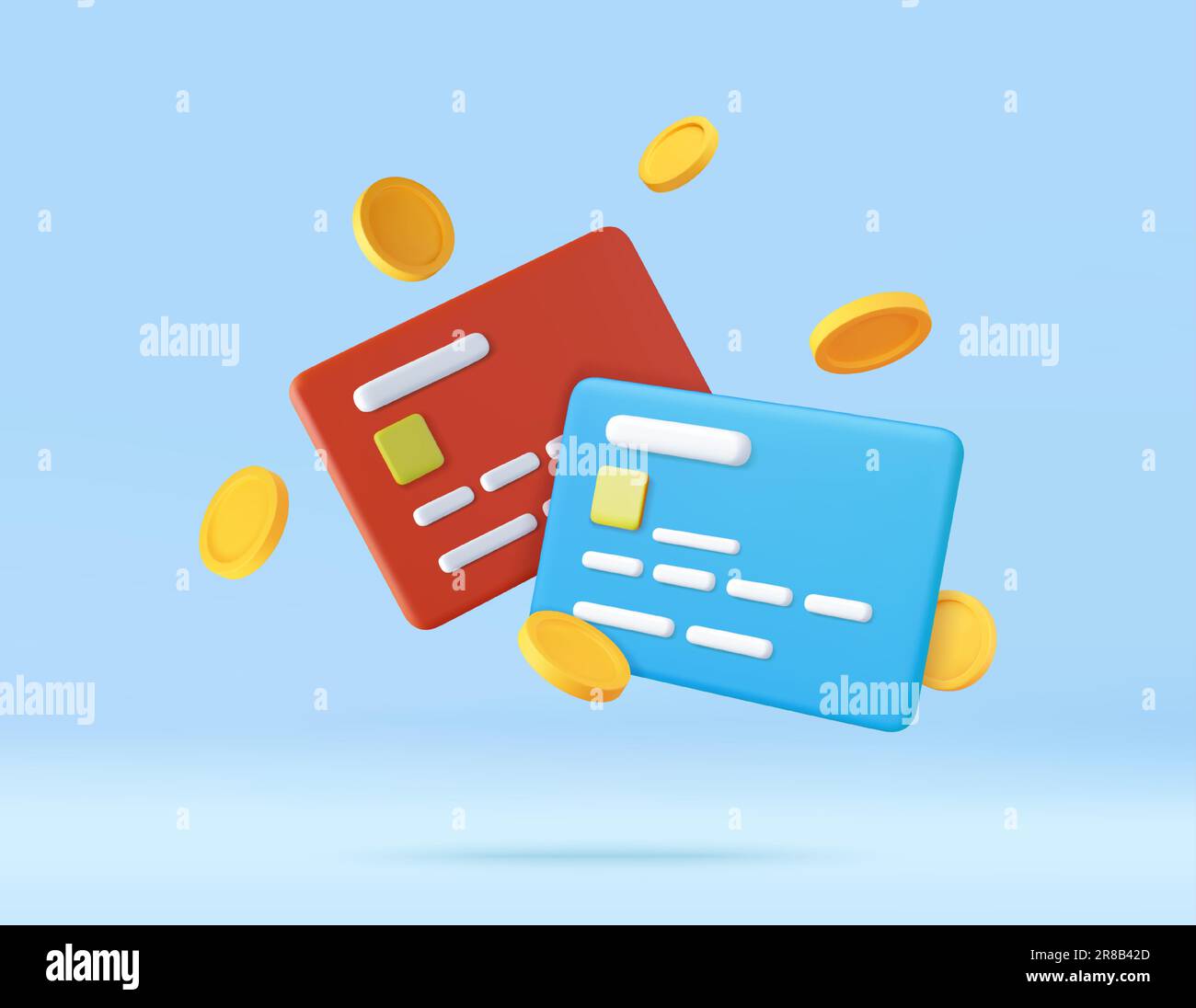 3d Credit card, floating coins around Stock Vector Image & Art - Alamy